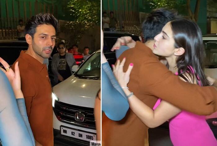 Kartik Aaryan Hugs Sara Ali Khan Twice at Gadar 2 Bash Fans Rejoice Over Sartik Moments Watch ...