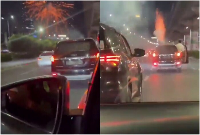 On Camera: Trio Caught Bursting Firecrackers In Moving Car On Gurugram ... On Camera: Trio Caught Bursting Firecrackers In Moving Car On Gurugram ...