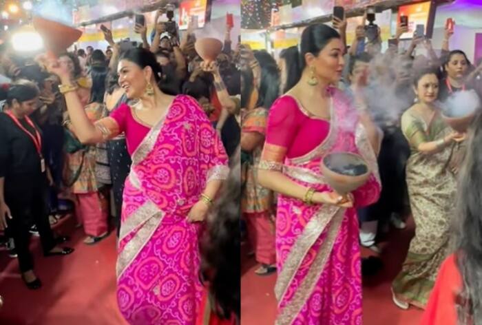 Sushmita Sen Spreads Durga Puja Cheer And Performs Dhunuchi Dance in ...