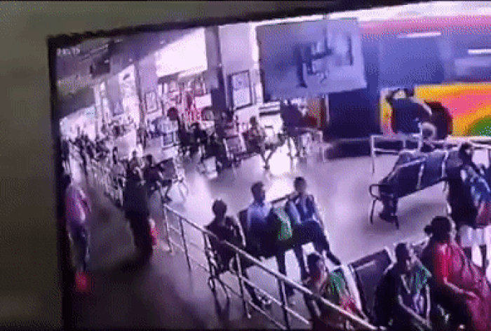 WATCH: Andhra Pradesh State Transport Bus Overshoots Platform, Mows ...