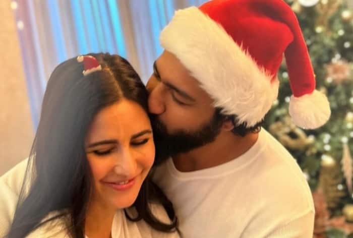 Katrina Kaif Wears a Tiny Santa Cap as Vicky Kaushal Kisses Her in ...