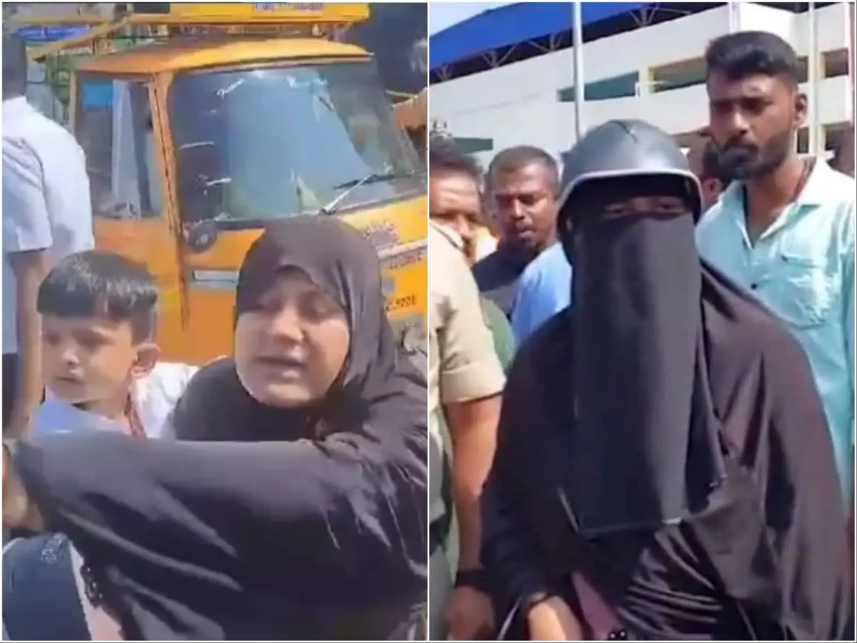 WATCH: Burqa-Clad Woman, Hindu Activists Trade Slogans In Face Off ...