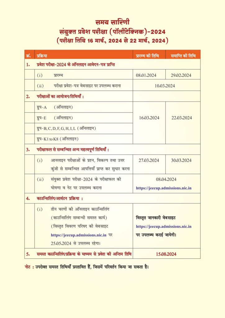 JEECUP Registration 2024 Begins Jan 8; Check Polytechnic Exam Date ...