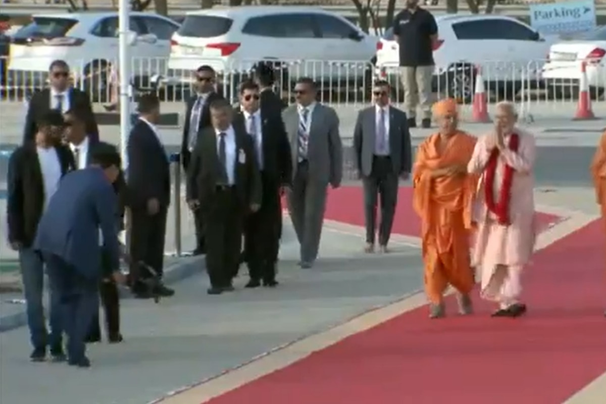 PM Modi Arrives At BAPS Temple In Abu Dhabi, UAE