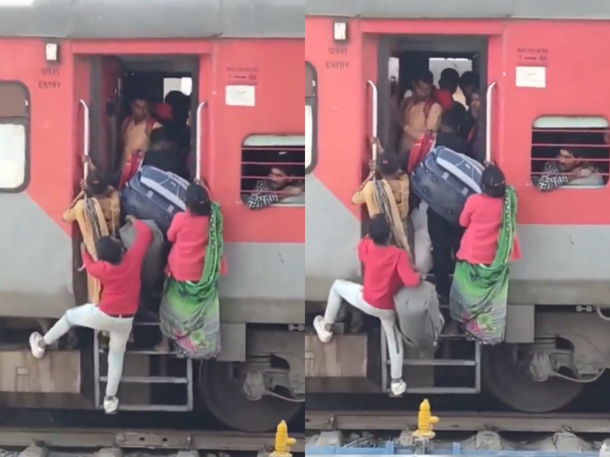 Train Ka Video: चलती ट्रेन में घुसने के लिए जान पर खेल गया लड़का ...