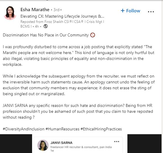 ‘Marathi People Not Welcome’ Recruiters Linkedin Post Sparks ...