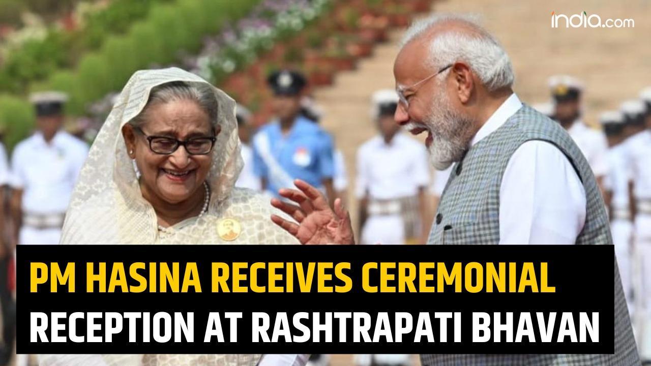 Bangladesh PM Sheikh Hasina accorded ceremonial reception at Rashtrapati Bhavan in New Delhi ...