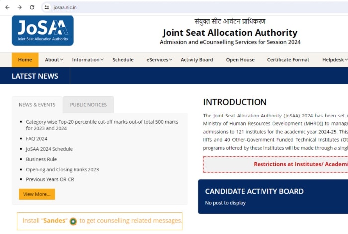 JoSAA 2024 Counseling Registration, Choice Filling Begins Today; Check Schedule, How to Apply
