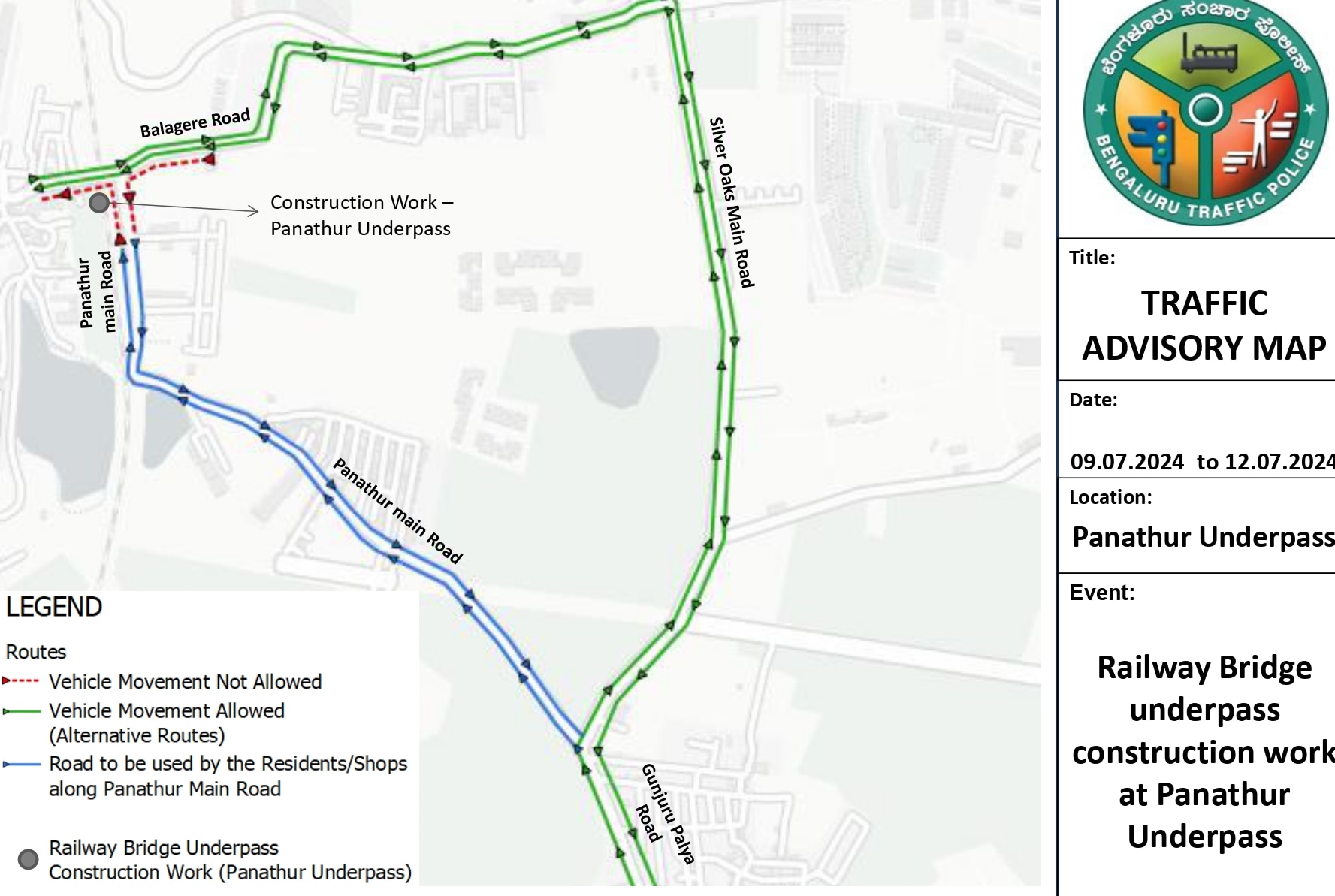Bengaluru Traffic Advisory Issued Due to Panathur Railway Underpass ...