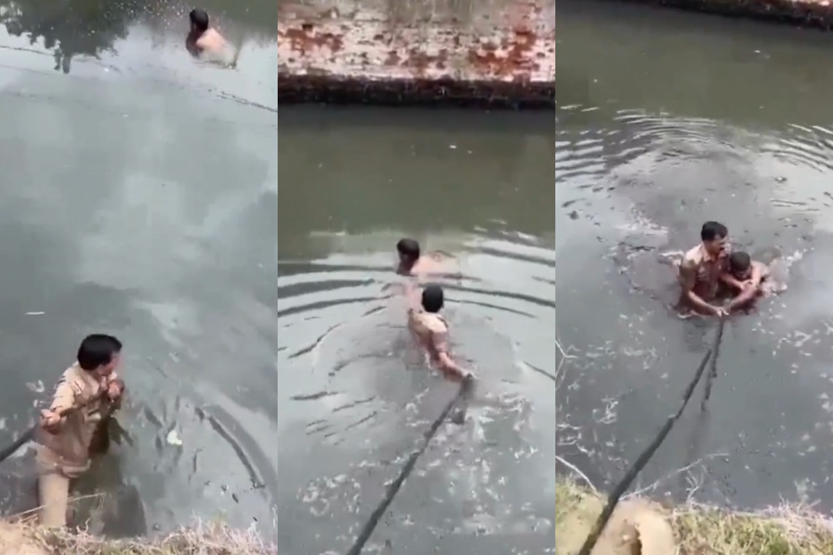 Drunk Man Falls Into Drain, Noida Cop Saves Him: WATCH VIDEO