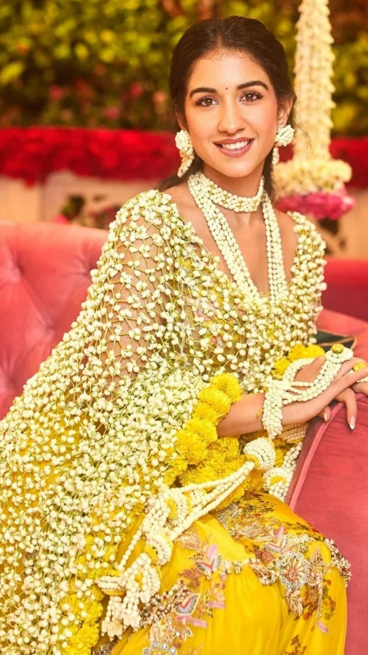 Bride to be Radhika Merchant Inspired Floral Lehenga For Haldi Ceremony