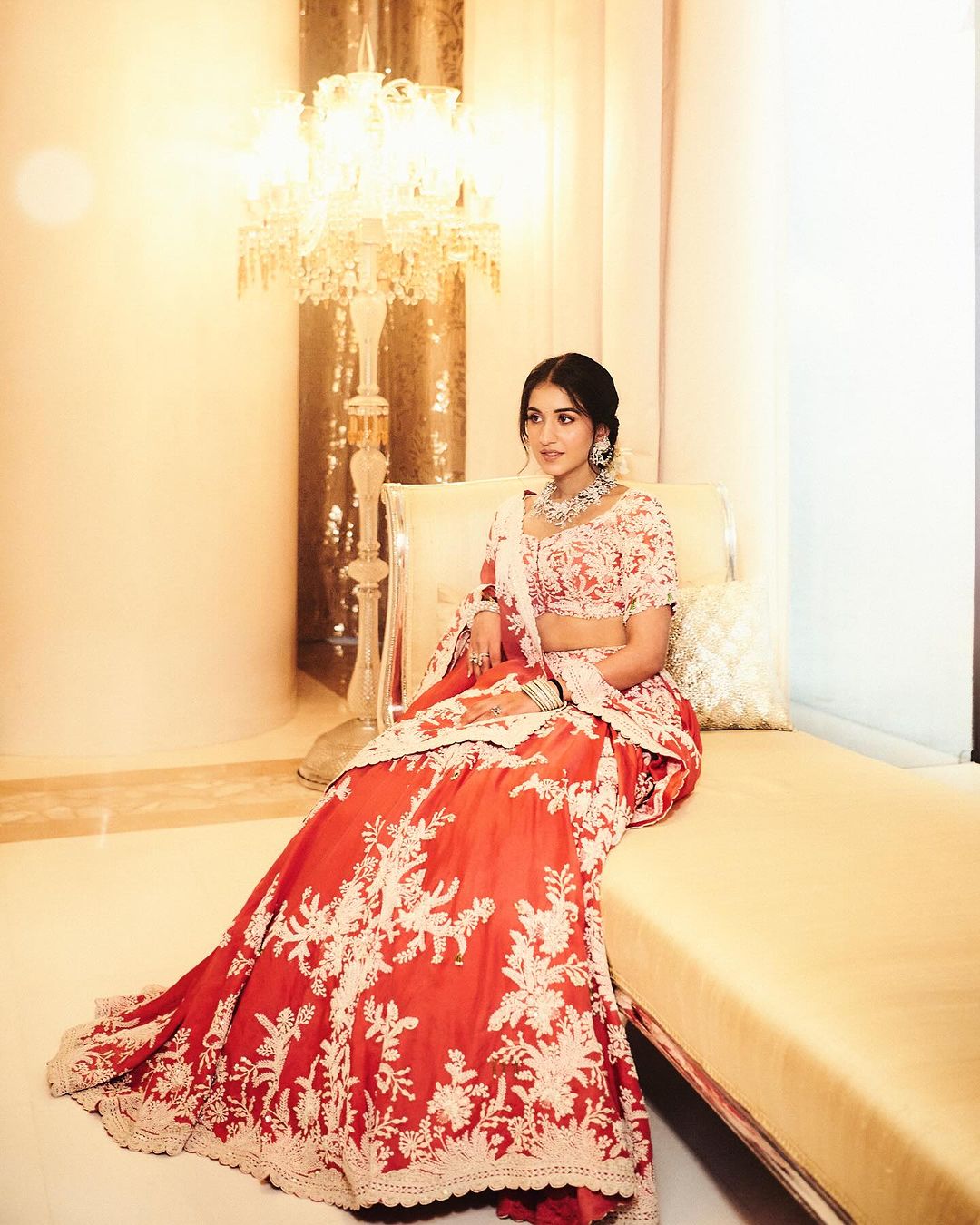 Radhika Merchant's Haldi Lehenga Blooms in Fresh Mogra and Marigold ...