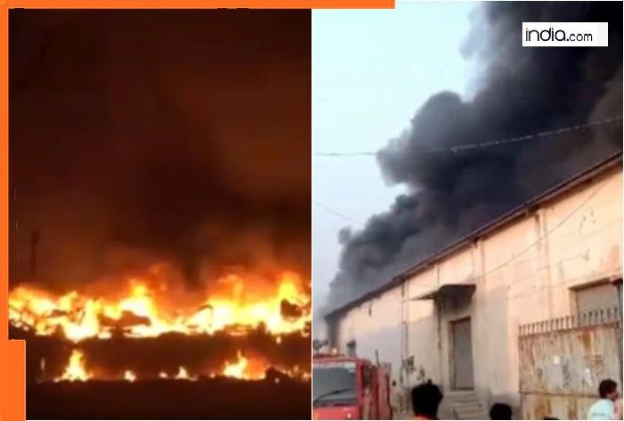 Watch: Massive fire engulfs factory warehouse in Delhi's Alipur, 3 ...