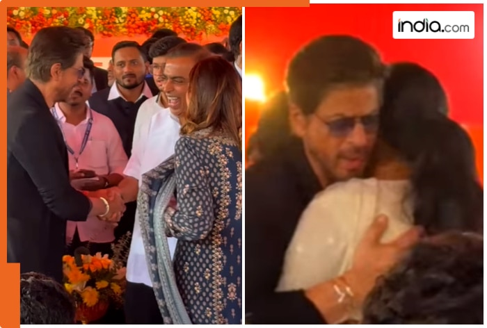 Shah Rukh Khan meets Mukesh Ambani; Radhika Merchant hugs SRK, watch ...