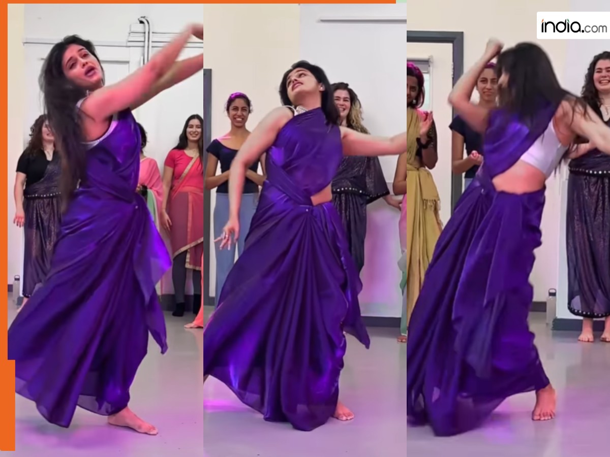 Dance Ka Video: माधुरी दीक्षित के गाने पर नीली साड़ी में लड़की ने बांधा ...
