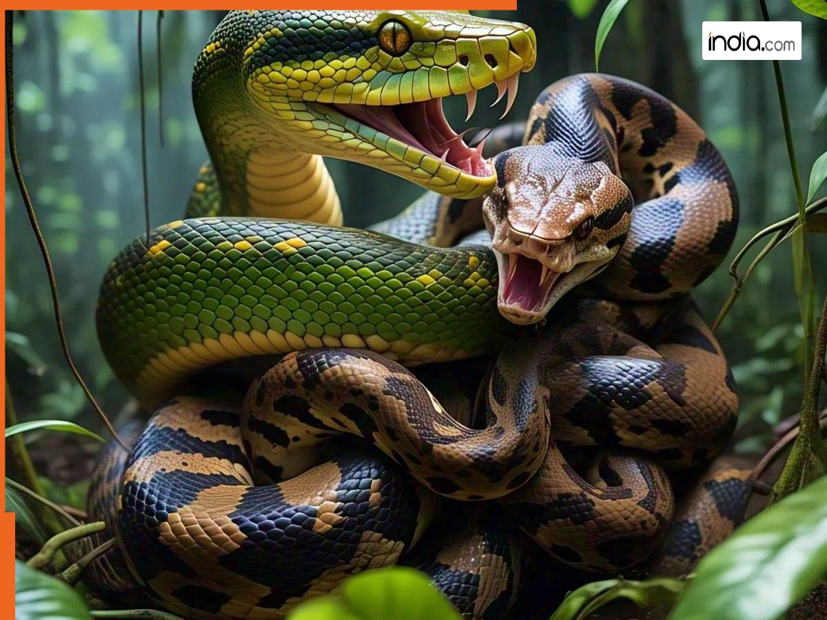 अजगर और एनाकोंडा की लड़ाई में किसकी होगी जीत? हिला देगा इस खौफनाक जंग ...