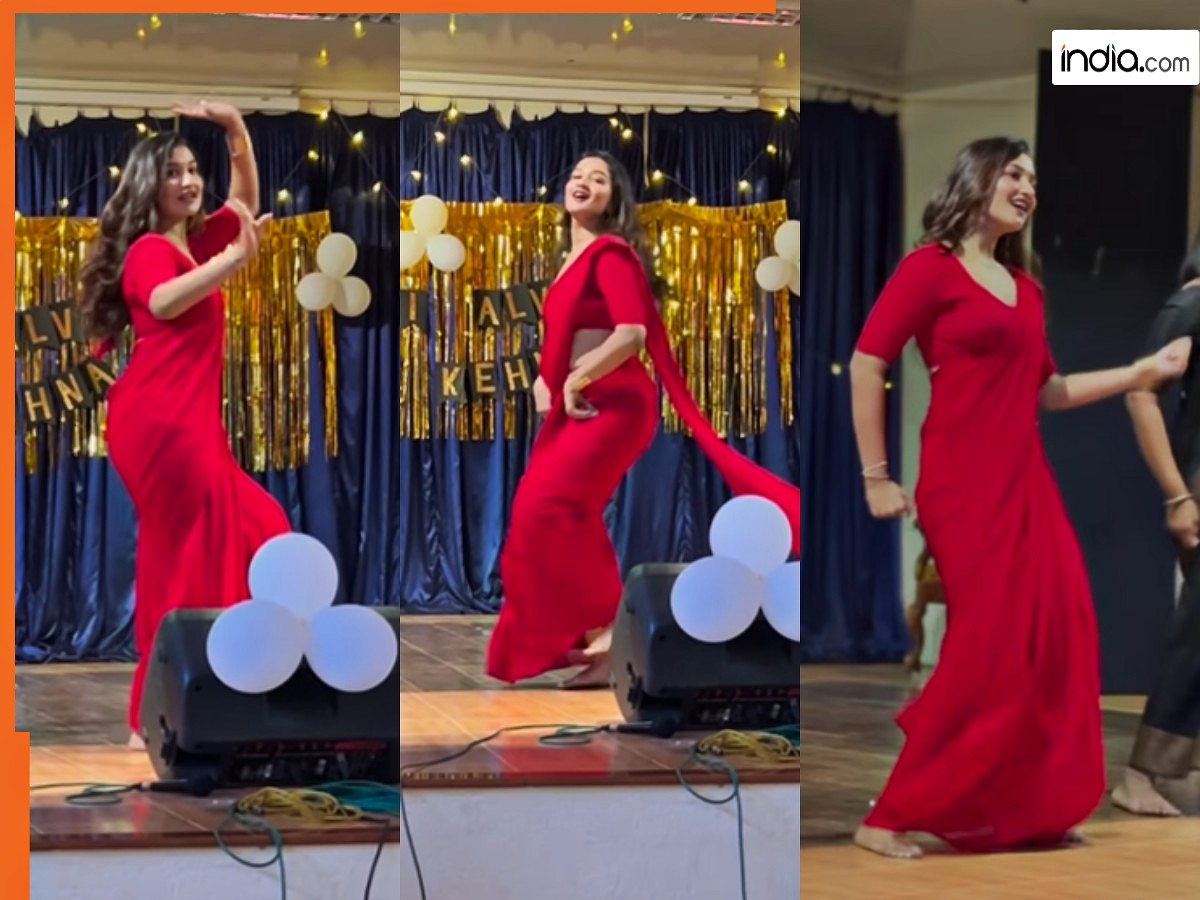 Dance Ka Video: लाल साड़ी पहनी महिला ने 'छम्मक छल्लो' पर किया गजब का डांस, लोग बोले- करीना से भी ...