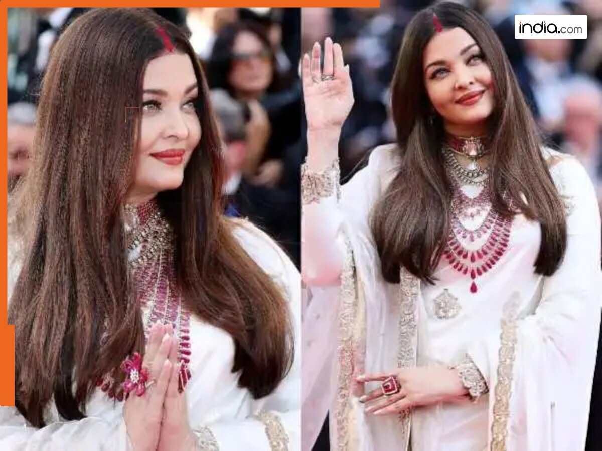 Aishwarya Rai Cannes: रेखा की तरह ऐश्वर्या ने मांग में सजाया सिंदूर ...