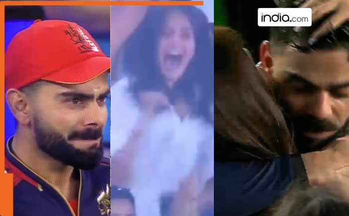 Anushka Sharma and Virat Kohli share tight, emotional hug and shed tears of joy after RCB wins ...