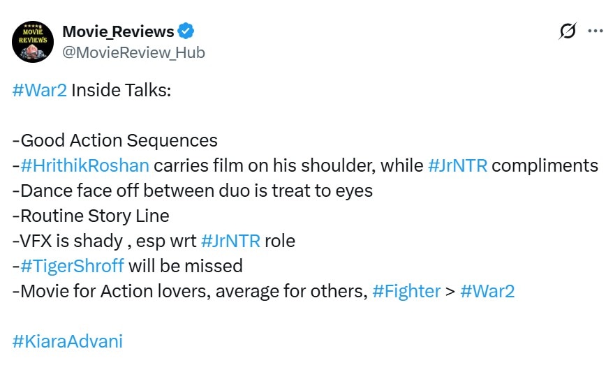 War 2 first review: First reactions to Hrithik Roshan - Jr NTR high ...