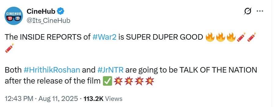 War 2 first review: First reactions to Hrithik Roshan - Jr NTR high ...