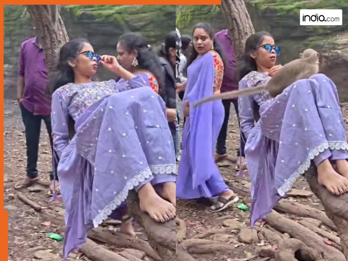 Bandar Ka Video: रील बना रही लड़की की बंदर ने रेल बना दी, चुपके से आया ...