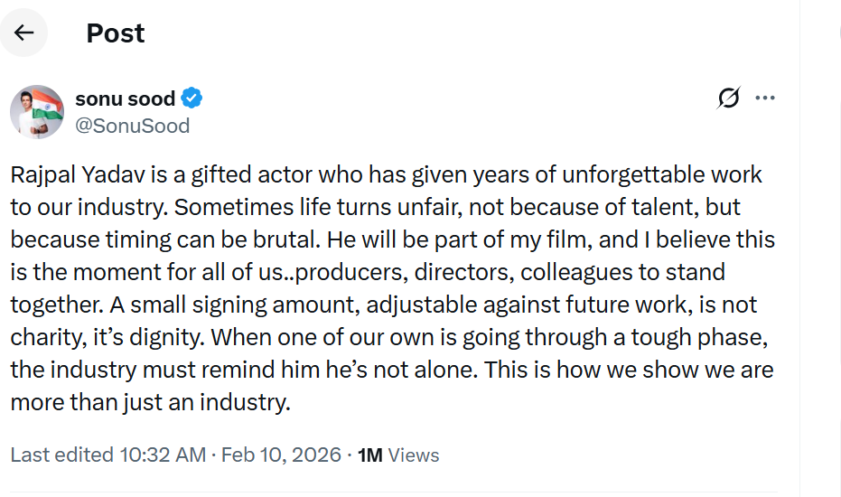 Sonu Sood helps Rajpal Yadav financially, casts him in his next film ...