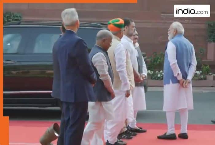 A rare pause in politics: PM Modi, Rahul Gandhi shake hands, chat at ...