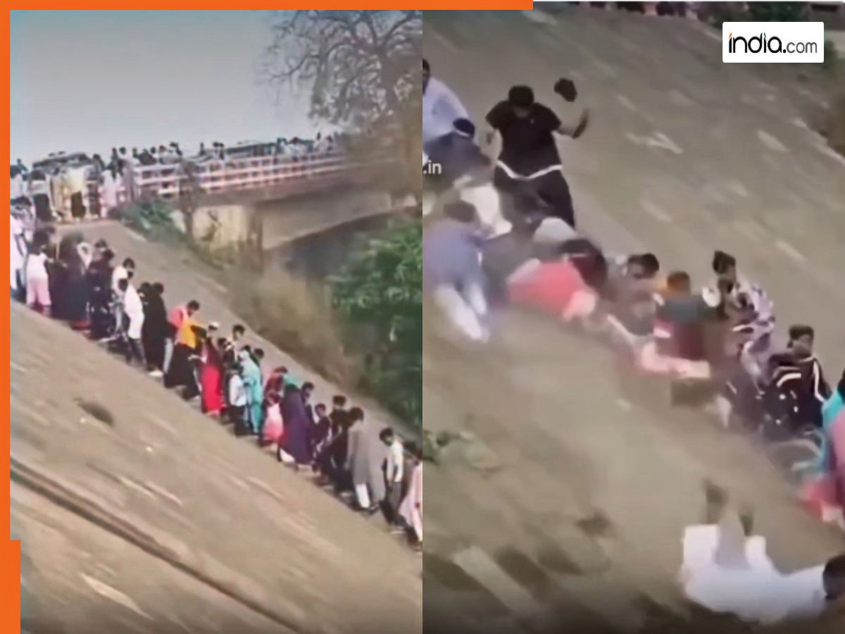 Viral Video Today: ढलान पर अचानक मचा हड़कंप, एक के बाद एक गिरते चले गए ...