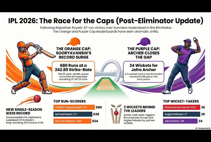 IPL 2026 Orange Cap and Purple Cap Updates after Eliminator: Vaibhav ...