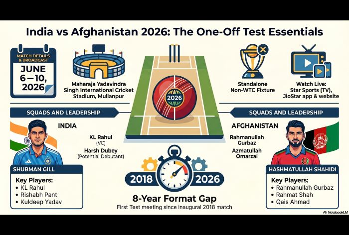 India vs Afghanistan 2026 One-off Test: Full squads, TV timing, Live ...