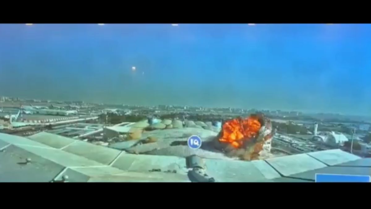 Video: Ball of fire and collapsed roof, moment Iranian drone hits ...