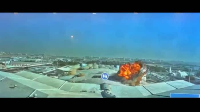 Video: Ball of fire and collapsed roof, moment Iranian drone hits ...