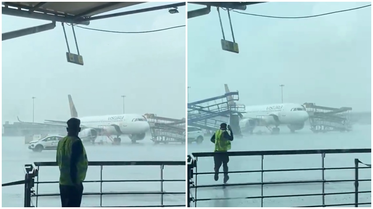Watch: IndiGo stepladder crashes into Air India aircraft, 3 Air India ...